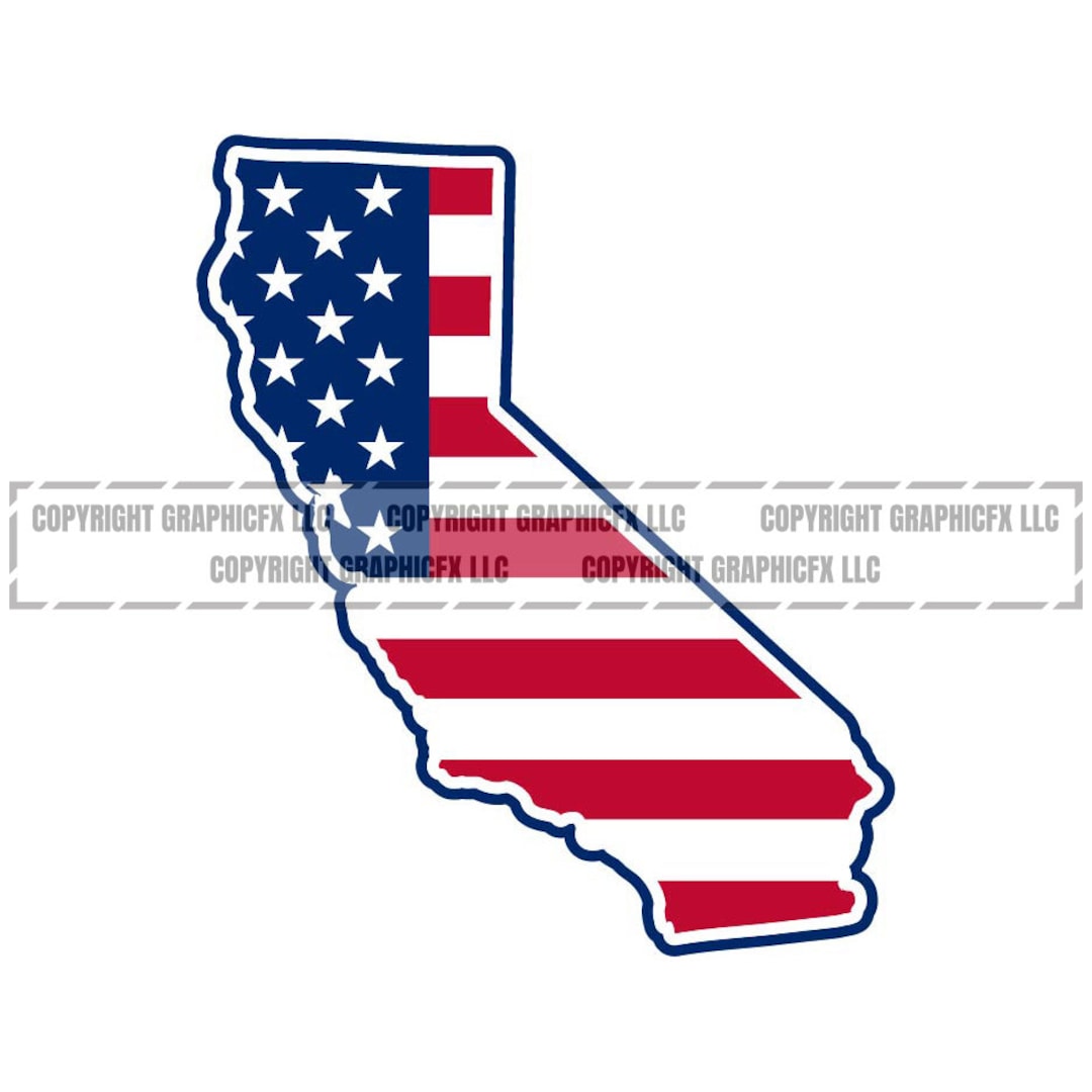 California USA Flag State Outline Vector .eps, .dxf, .svg .png. Vinyl ...