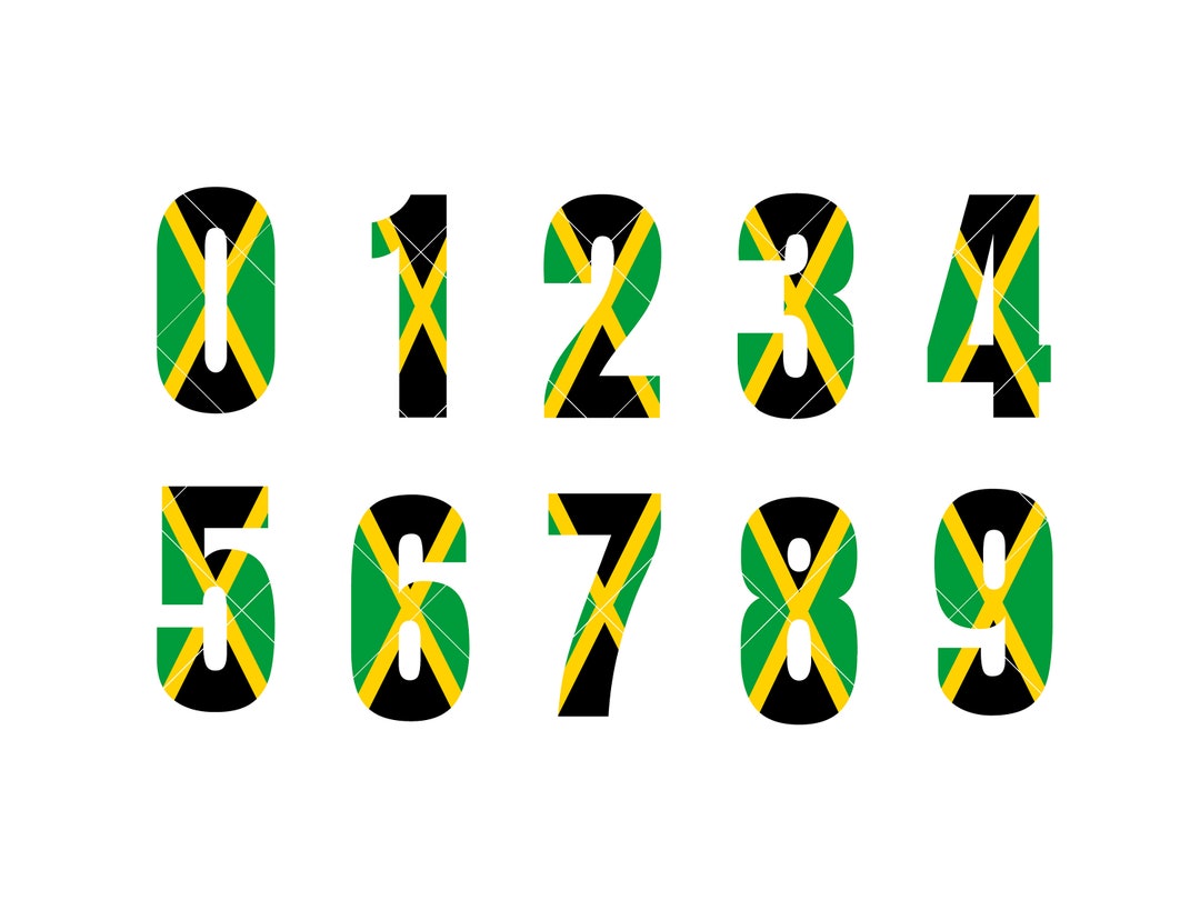 JAMAICA Flag 0 - 9 Numbers Word Art Vector .eps, .dxf, .svg .png. Pdf ...