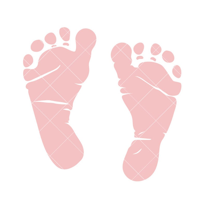 Baby Girl Pink Footprints Clipart: Vinyl Cutter Ready (digital Download ...