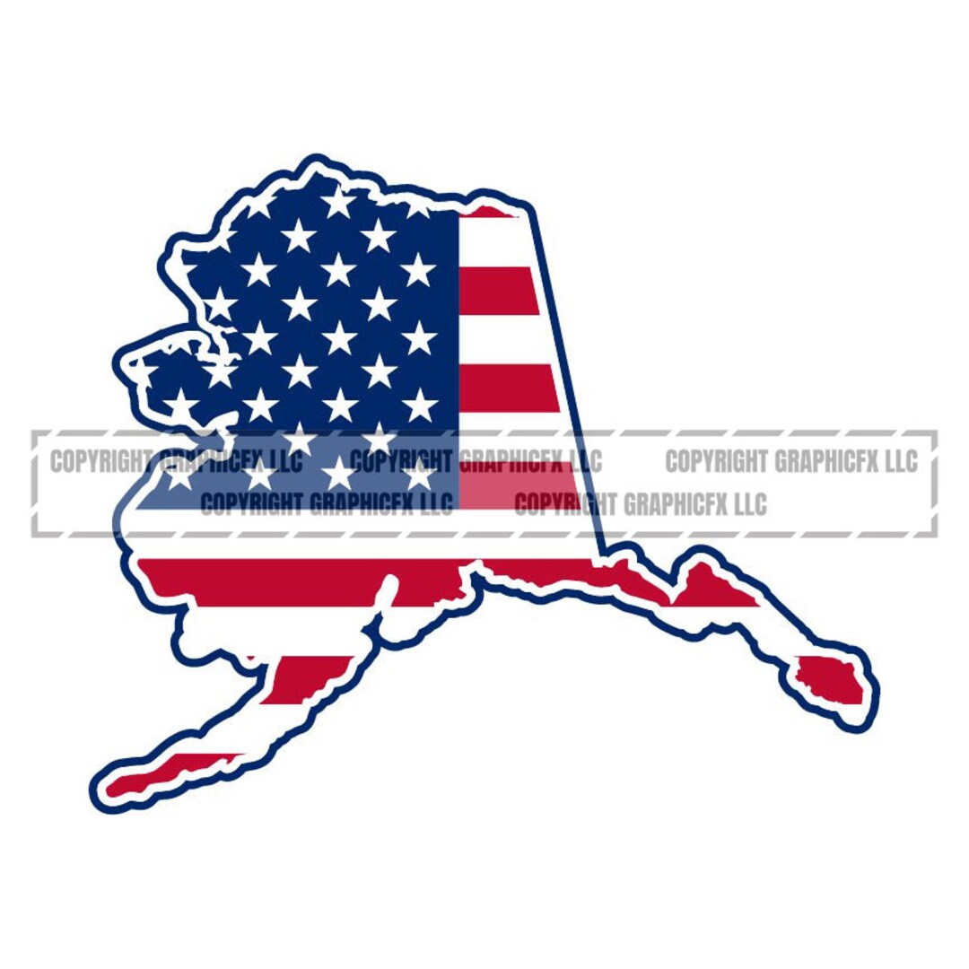 Alaska USA Flag State Outline Vector .eps, .dxf, .svg .png. Vinyl ...