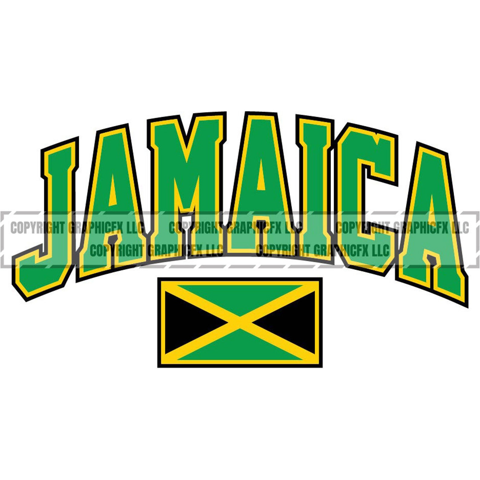JAMAICA Flag Arched Text Word Art Vector .eps .dxf .svg - Etsy
