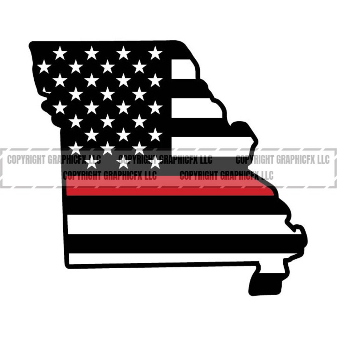 Thin Red Line Missouri Flag Outline: Vector Graphic (digital Download ...