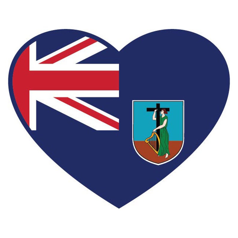Montserrat Flag Heart Vector .eps, .dxf, .svg .png. Vinyl Cutter Ready ...