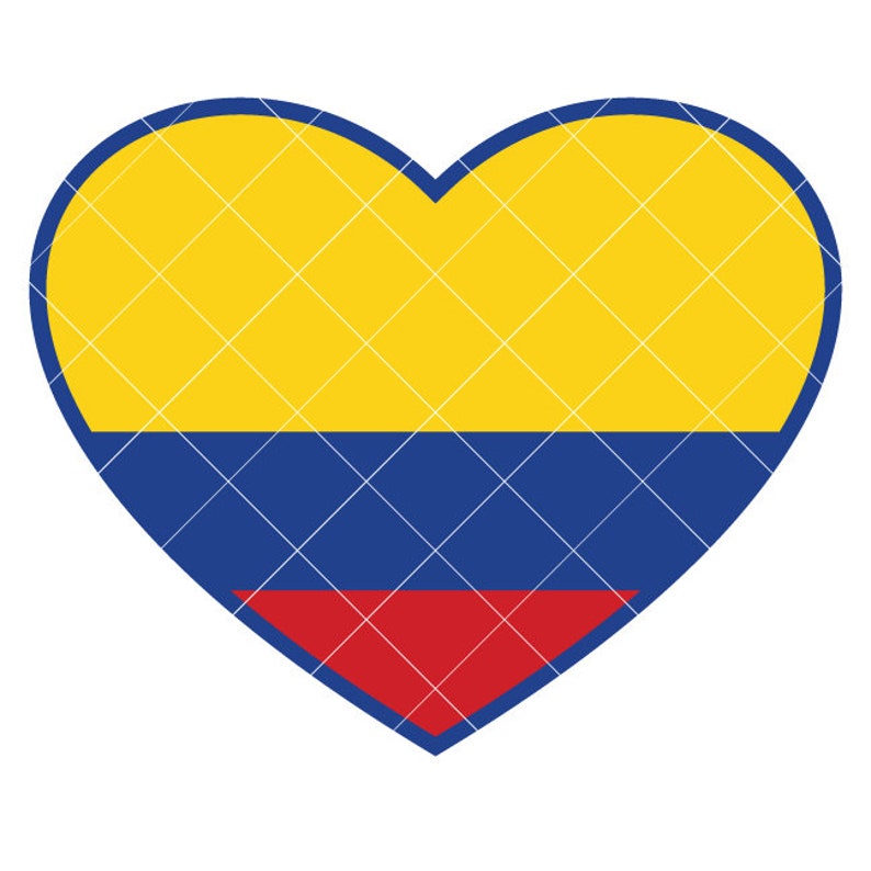 COLOMBIA Flag Heart Vector .eps .dxf .svg .png. Vinyl Cutter - Etsy