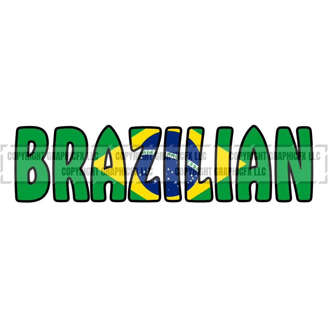BRAZILIAN Flag Text Word Art Island Vector .eps .dxf .svg - Etsy