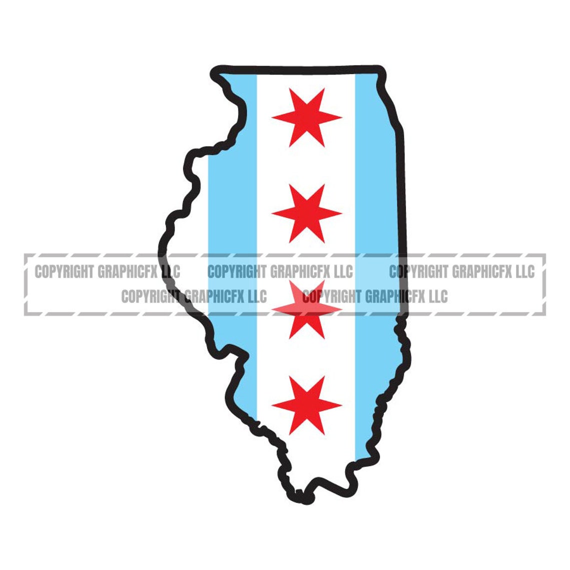 Chicago Illinois Flag Flags Vector .eps .dxf .svg .png. - Etsy