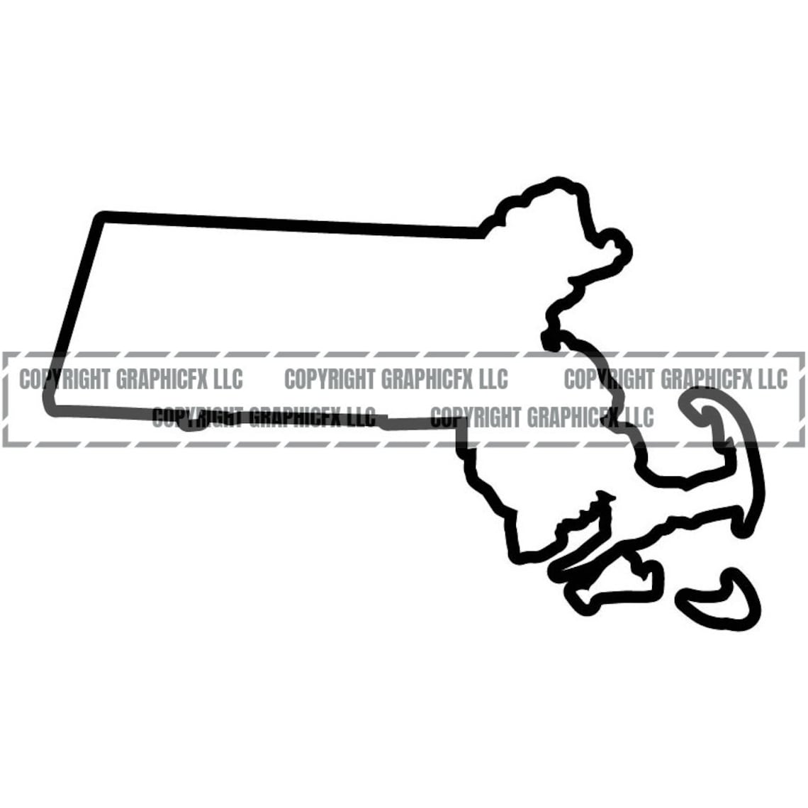 Massachusetts State Outline INSTANT DOWNLOAD Vector .eps | Etsy
