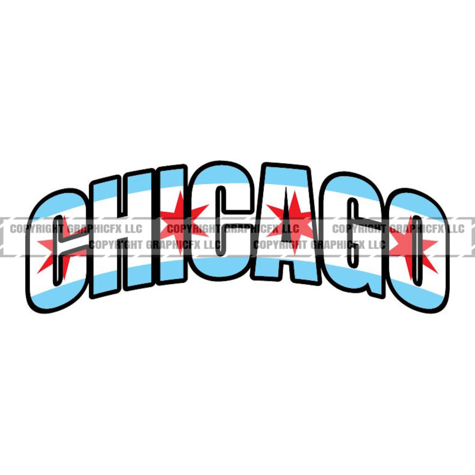 Chicago Flag Word Art Arched Flags Vector .eps .dxf .svg - Etsy