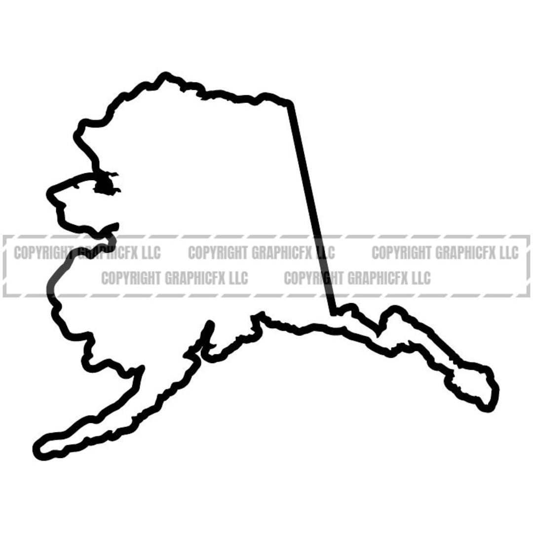 Alaska State Outline INSTANT DOWNLOAD 1 Vector .eps, .dxf, .svg .png ...
