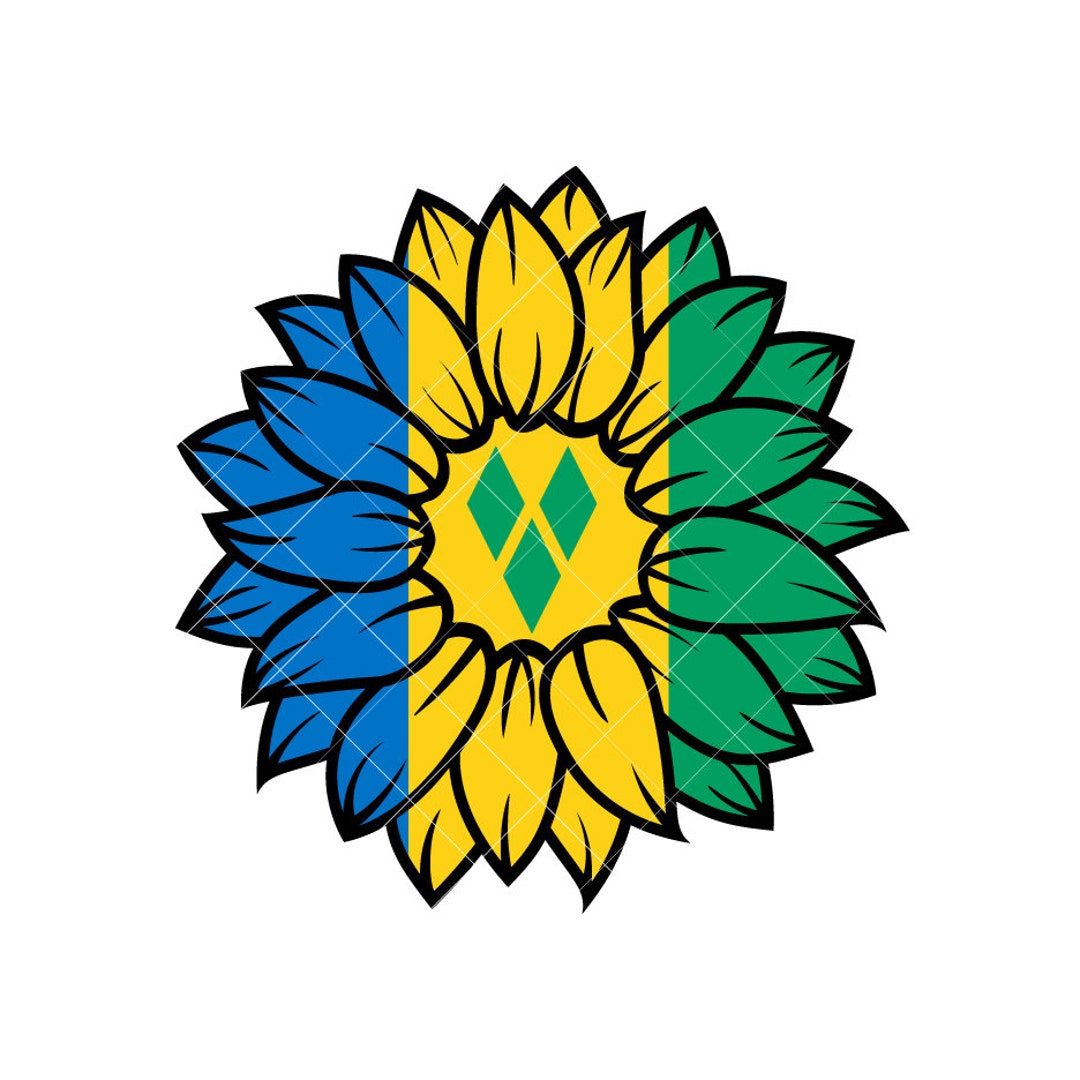Saint Vincent and the Grenadines Flag Sunflower Digital Download Vector ...