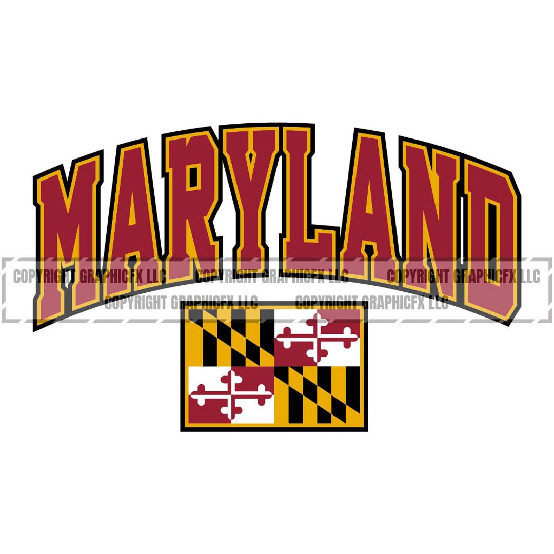 Maryland Flag Arched Text Word Art Vector .eps, .dxf, .svg .png. Vinyl ...