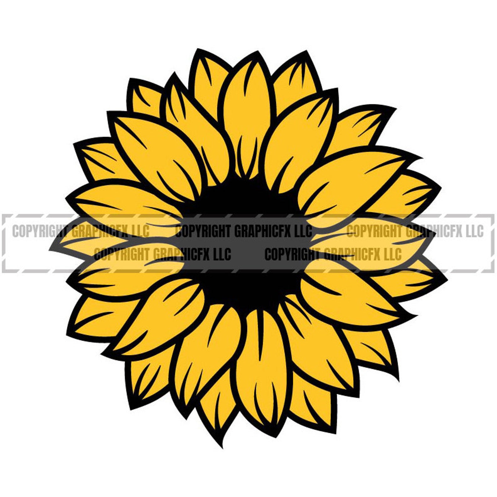 Sunflower Digital Download Vector .eps, .dxf, .svg .png Vinyl Cutter ...