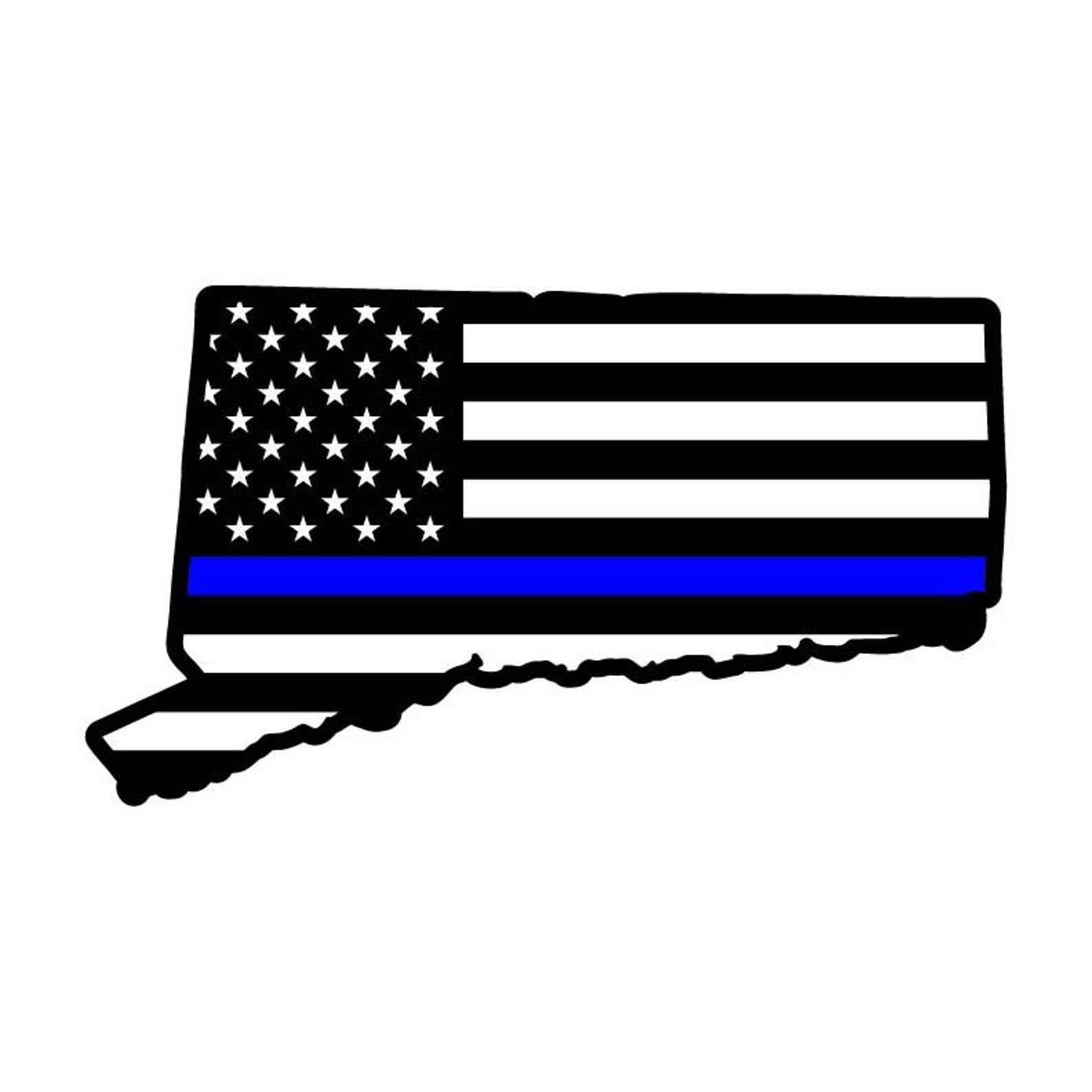 Thin Blue Line Connecticut USA Flag State Outline Vector .eps - Etsy