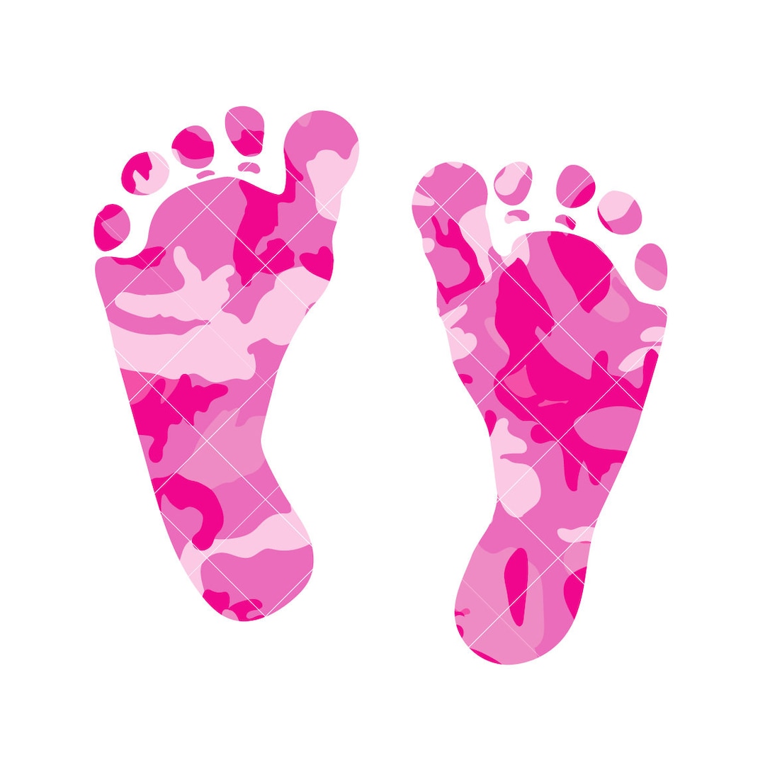 Baby Girl Pink Camo Footprints Clipart: SVG, EPS, PNG (digital Download ...