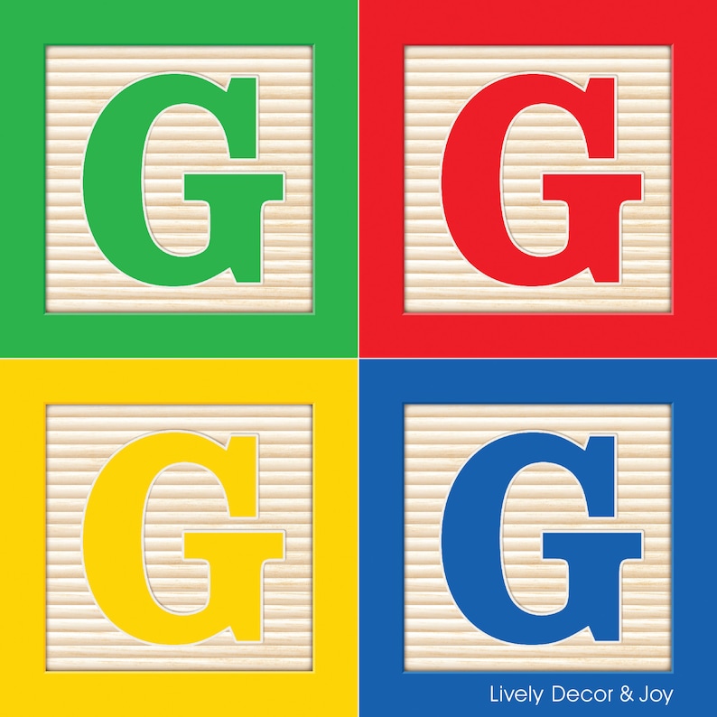 Printable LETTER G Alphabet Block. Primary Colors and Green - Etsy