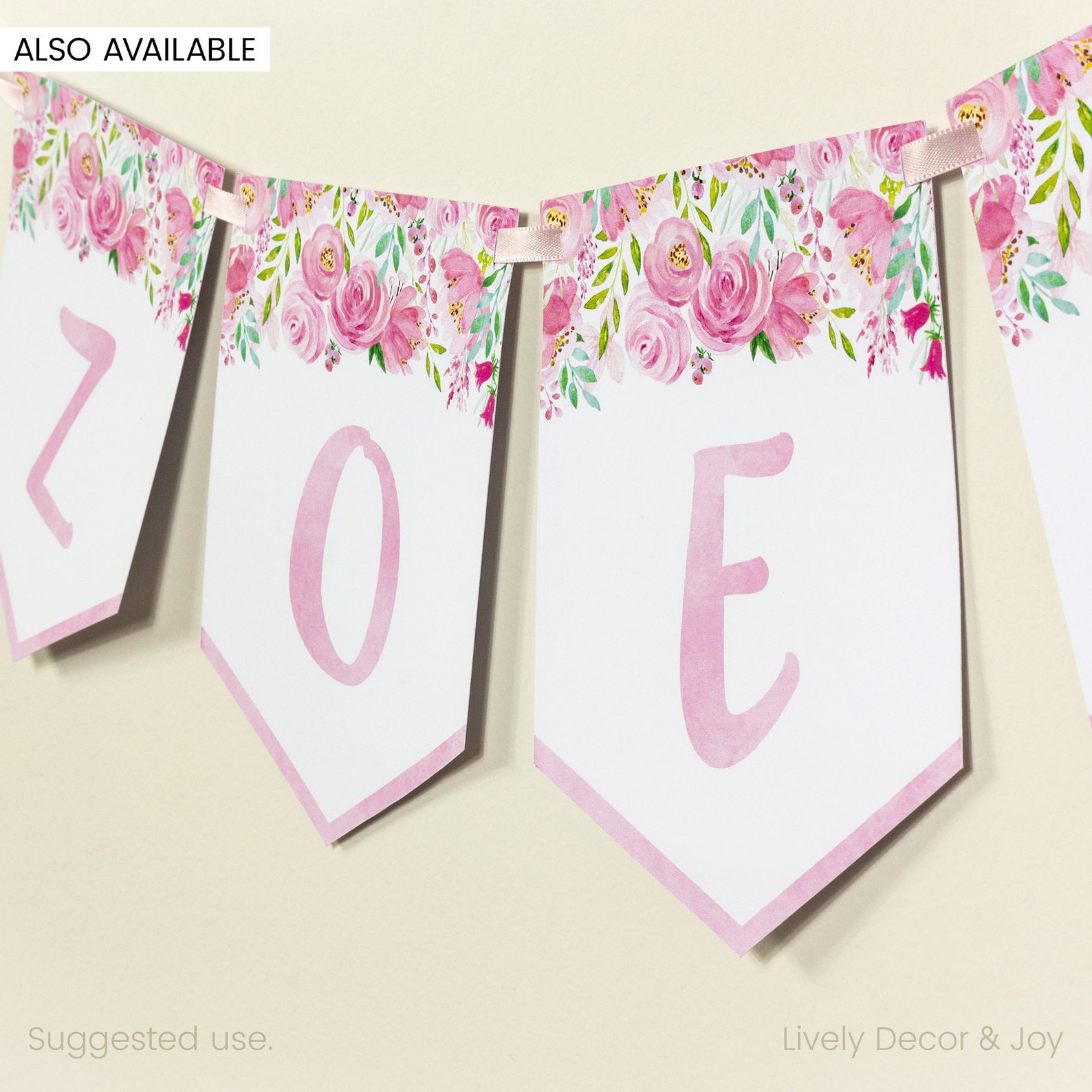 Printable Purple and Gold Floral Banner All Letters and - Etsy