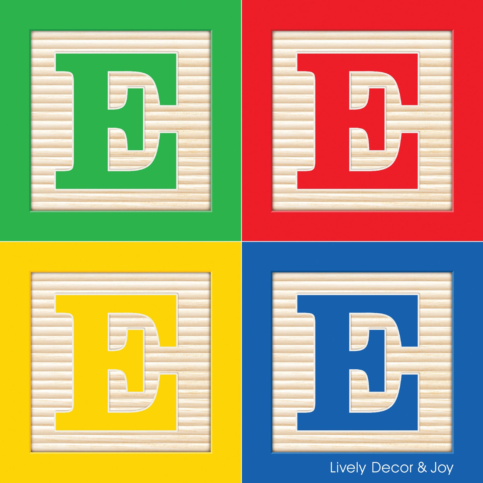 Printable LETTER E Building Block. Primary Colors and Green | Etsy