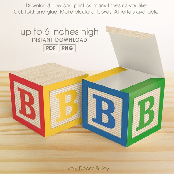 Printable LETTER B Building Block. Red Yellow Blue and - Etsy