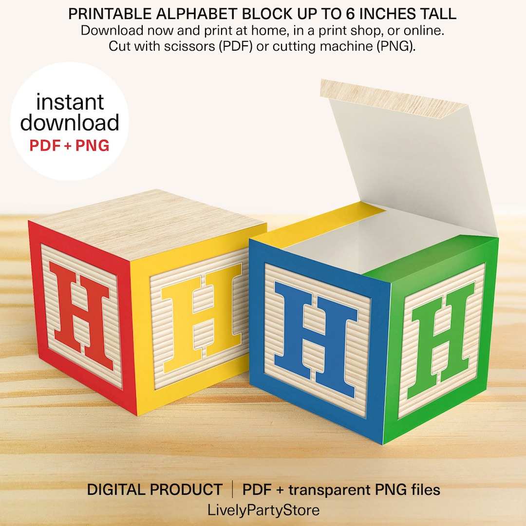 Printable LETTER H Building Block. Red Yellow Blue and - Etsy