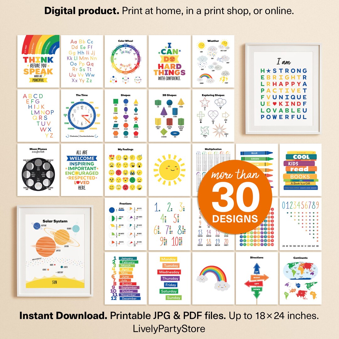 30+ Learning Wall Art to Print at Home. Primary and Secondary Colors ...