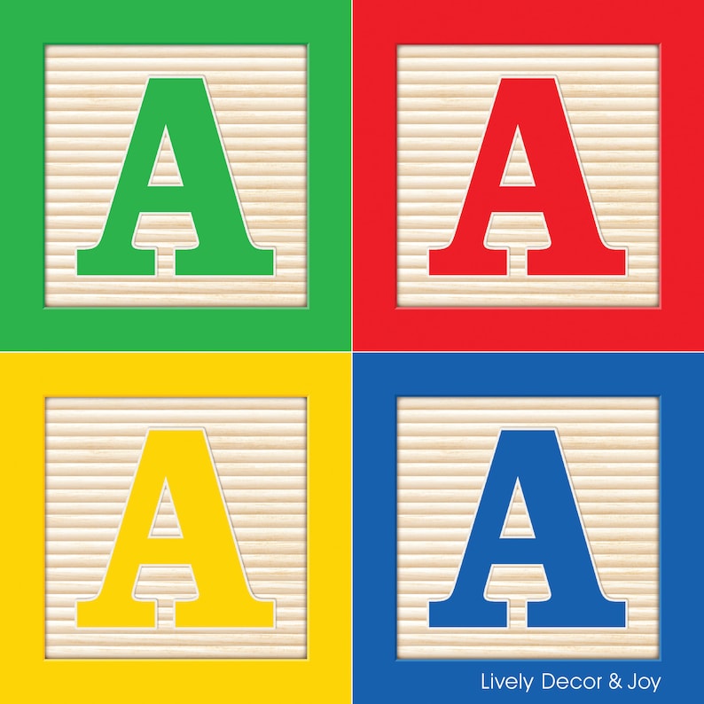 Printable LETTER A Alphabet Block. Primary Colors and Green - Etsy