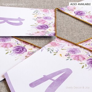 Printable Purple and Gold Floral Banner, All Letters and Numbers ...