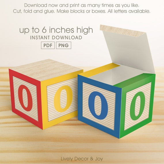 Printable NUMBER 0 alphabet block. Primary colors and green, instant ...