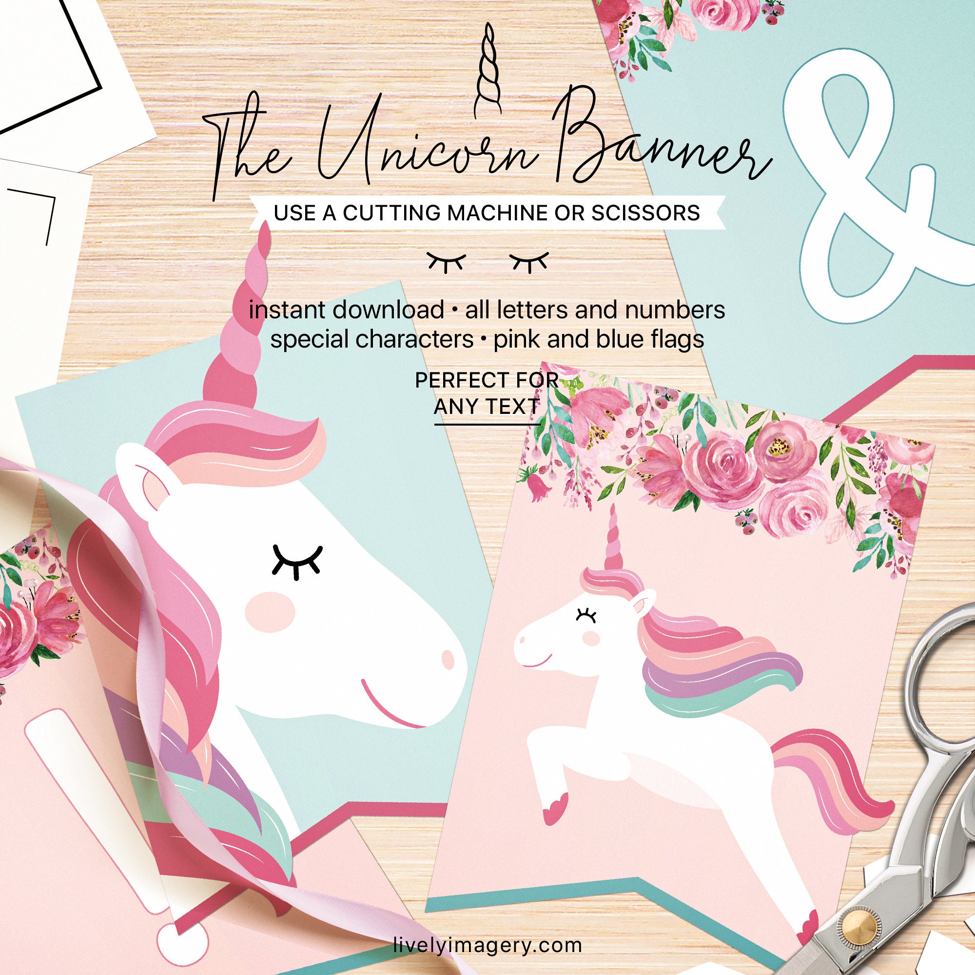 UNICORN Banner Printable Bunting Banner 84 flag designs with | Etsy