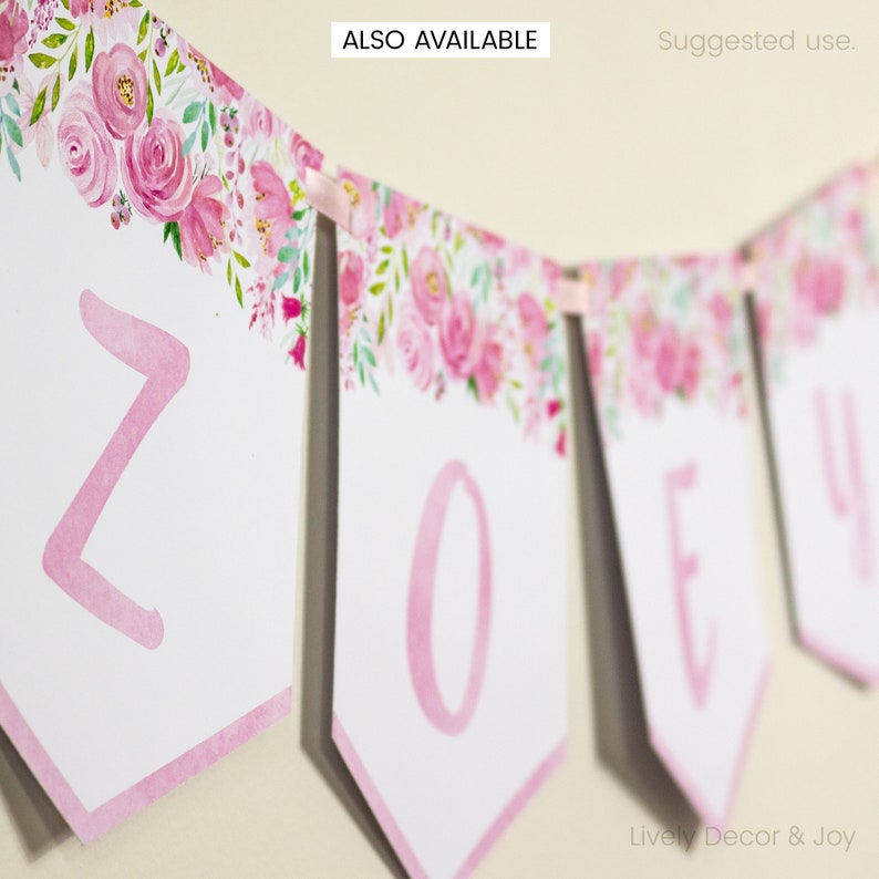 Printable Blush and Gold Floral Banner All Letters and - Etsy Canada