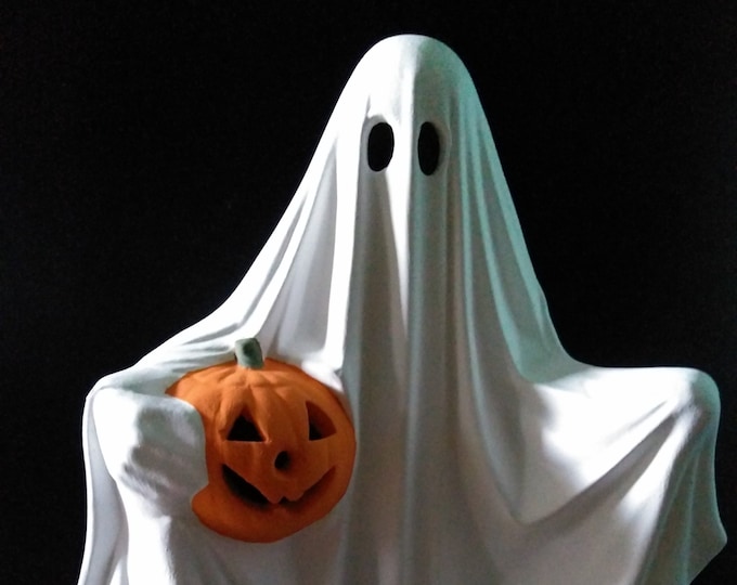 Light Up Halloween Ghost Holding Pumpkin Etsy