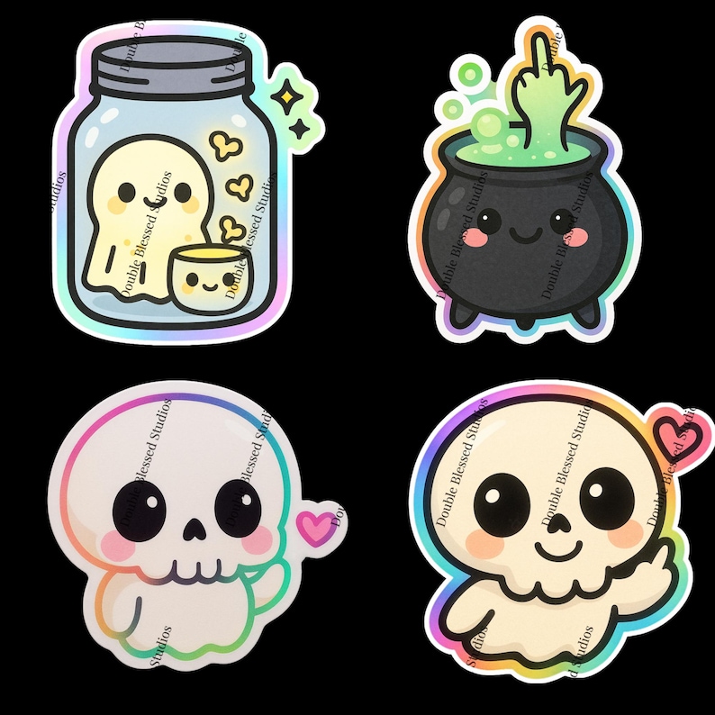 Adorable Halloween Sticker Bundle - Cute Ghosts, Pumpkins, Black Cats ...