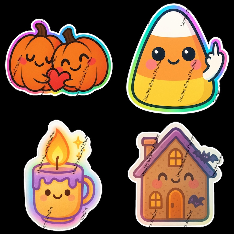 Adorable Halloween Sticker Bundle - Cute Ghosts, Pumpkins, Black Cats ...