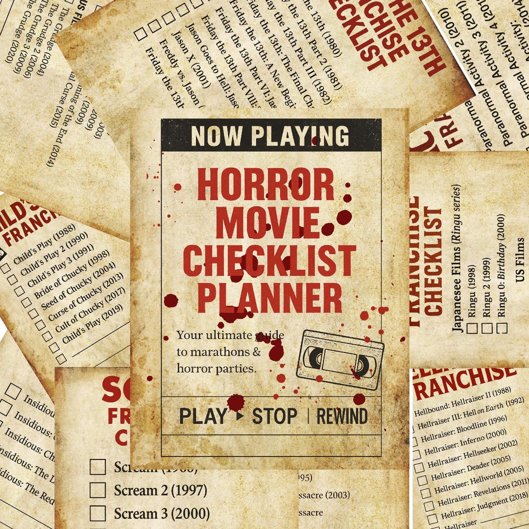 Horror Movie Checklist Planner: 30 Day Scary Movie Challenge (PDF) - Etsy