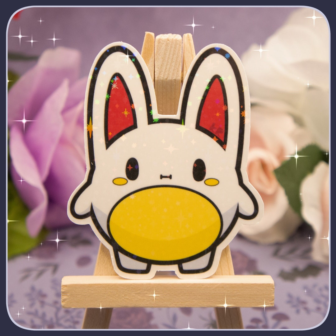 Chubby Rabbit Kawaii Holo Sticker - Etsy