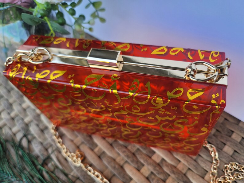 Calligraphy Bag, Arabic Calligraphy, Acrylic Arabic Calligraphy Clutch ...