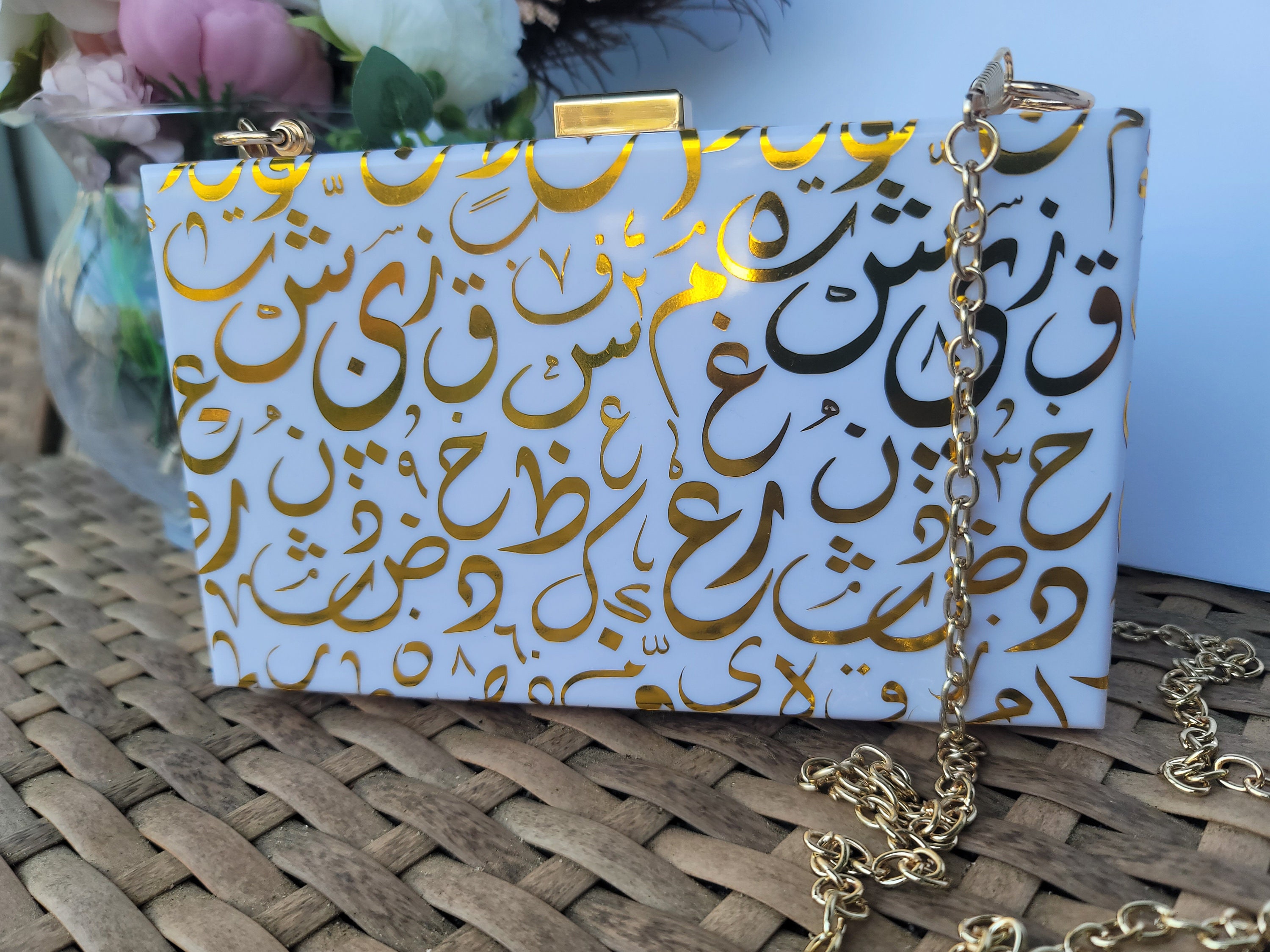 Calligraphy Bag, Arabic Calligraphy, Acrylic Arabic Calligraphy Clutch ...