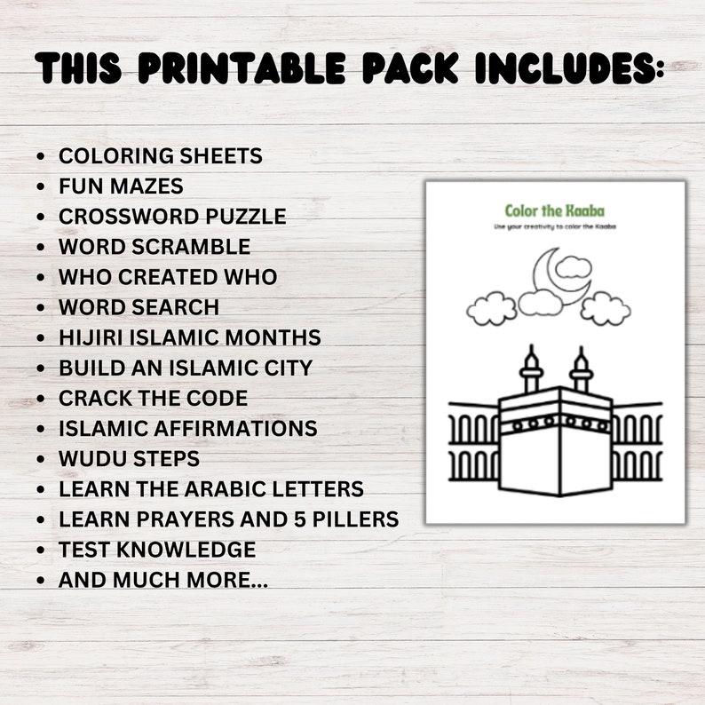Printable Islamic Activity Book, Islamic Learning Through Play, Islamic ...