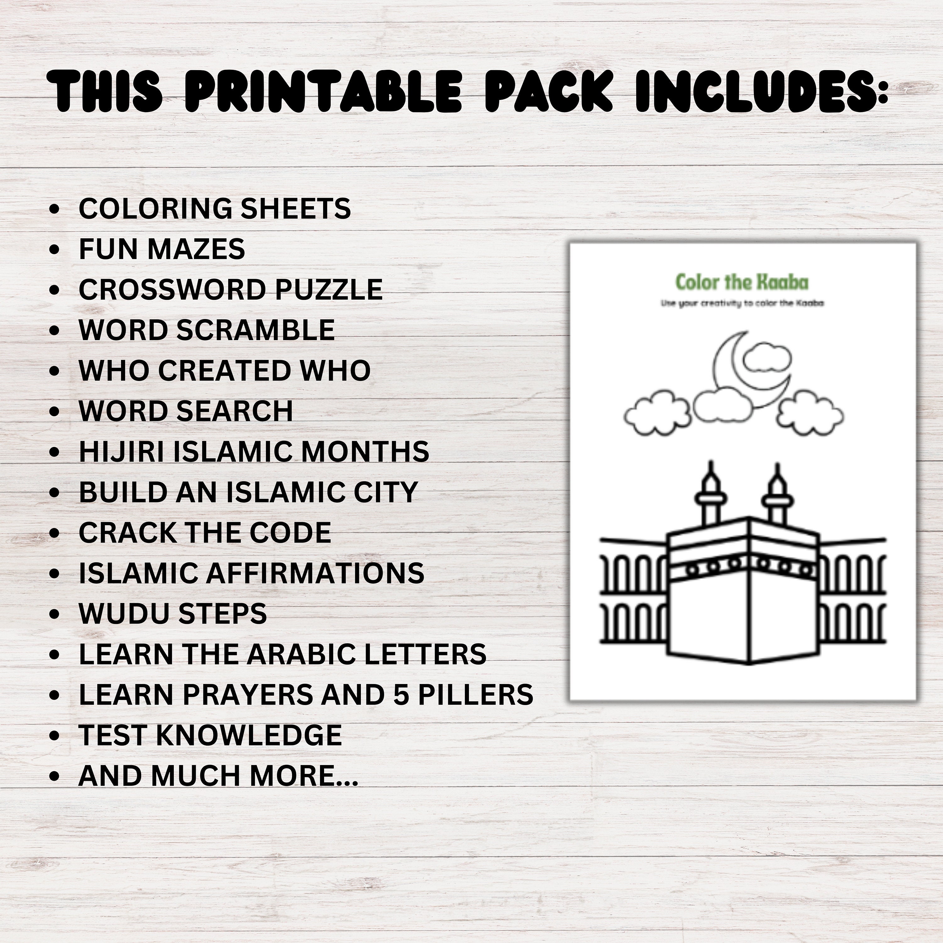 Printable Islamic Activity Book, Islamic Learning Through Play, Islamic ...