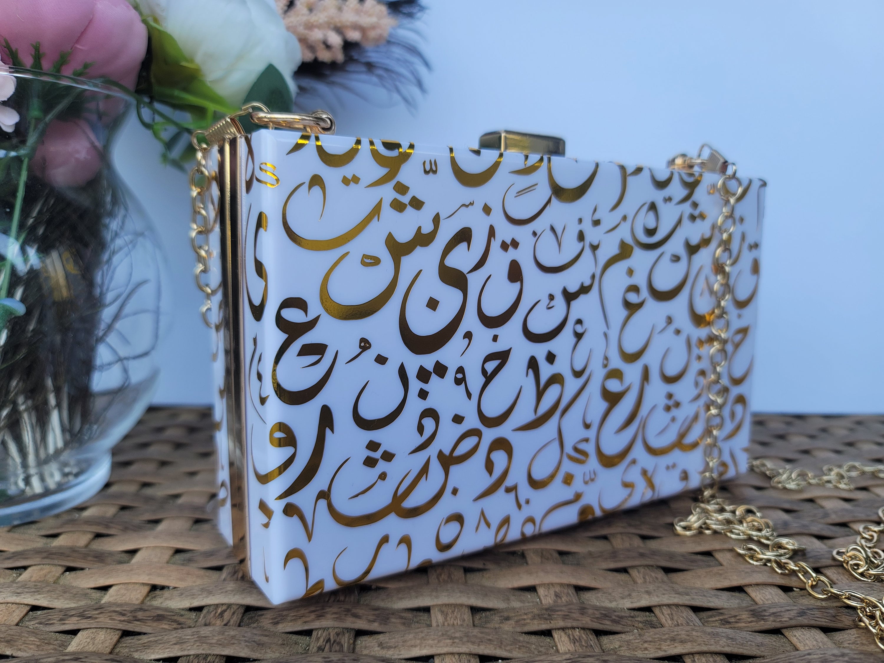 Calligraphy Bag, Arabic Calligraphy, Acrylic Arabic Calligraphy Clutch ...