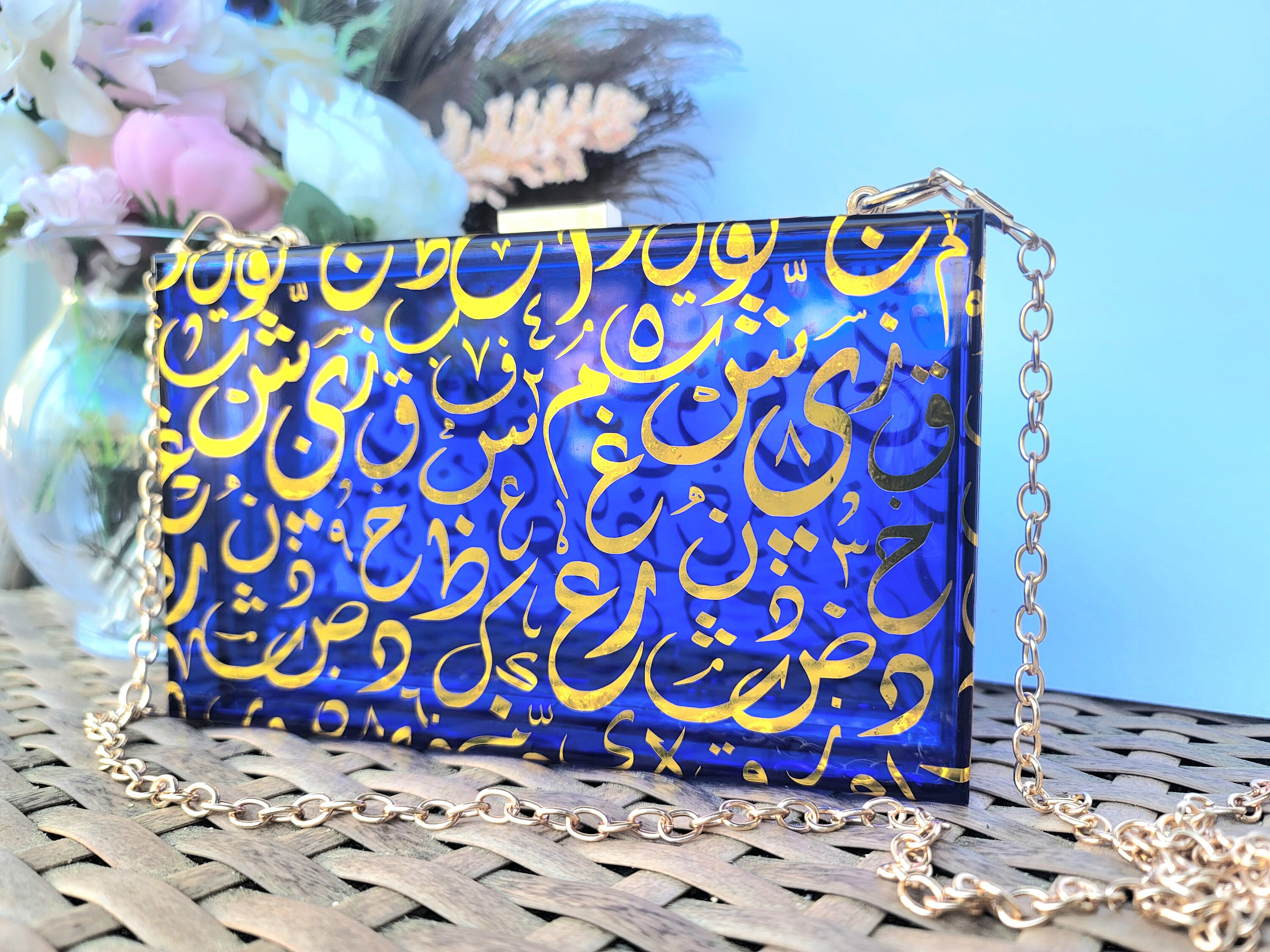 Calligraphy Bag, Arabic Calligraphy, Acrylic Arabic Calligraphy Clutch ...