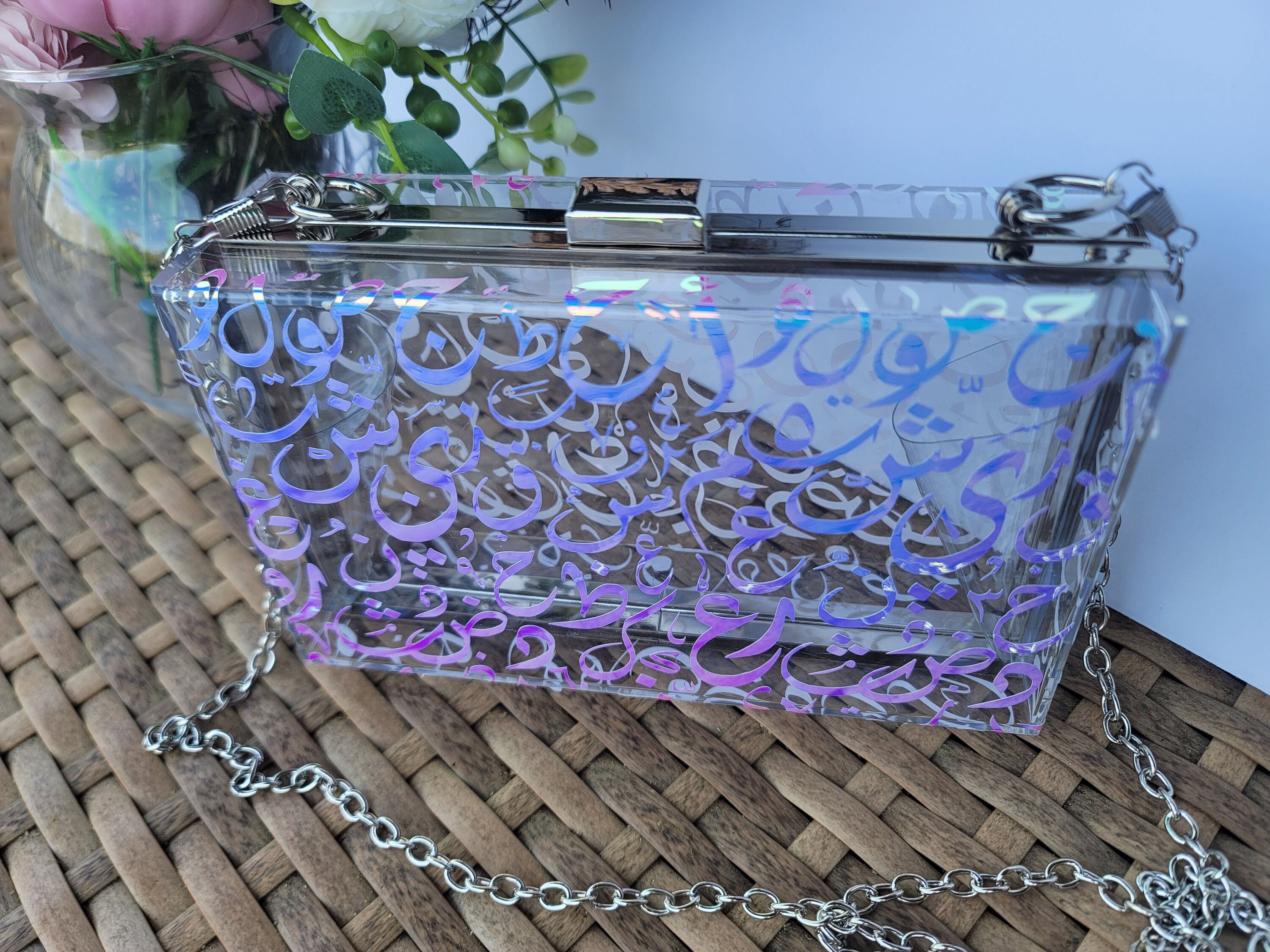 Calligraphy Bag, Arabic Calligraphy, Acrylic Arabic Calligraphy Clutch ...