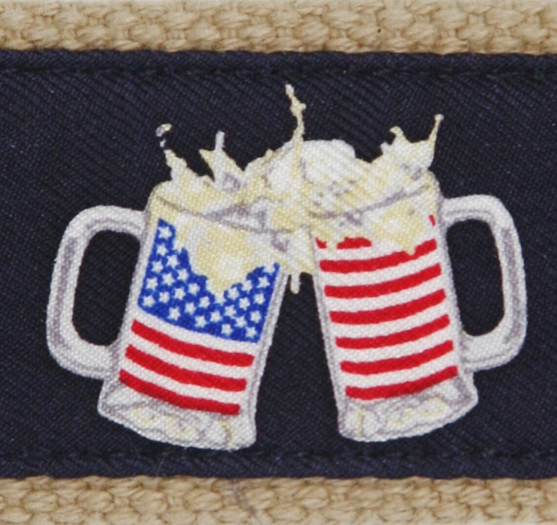 Preppy and Patriotic American Flag Beer Mugs Toasting Club Belt - Navy ...