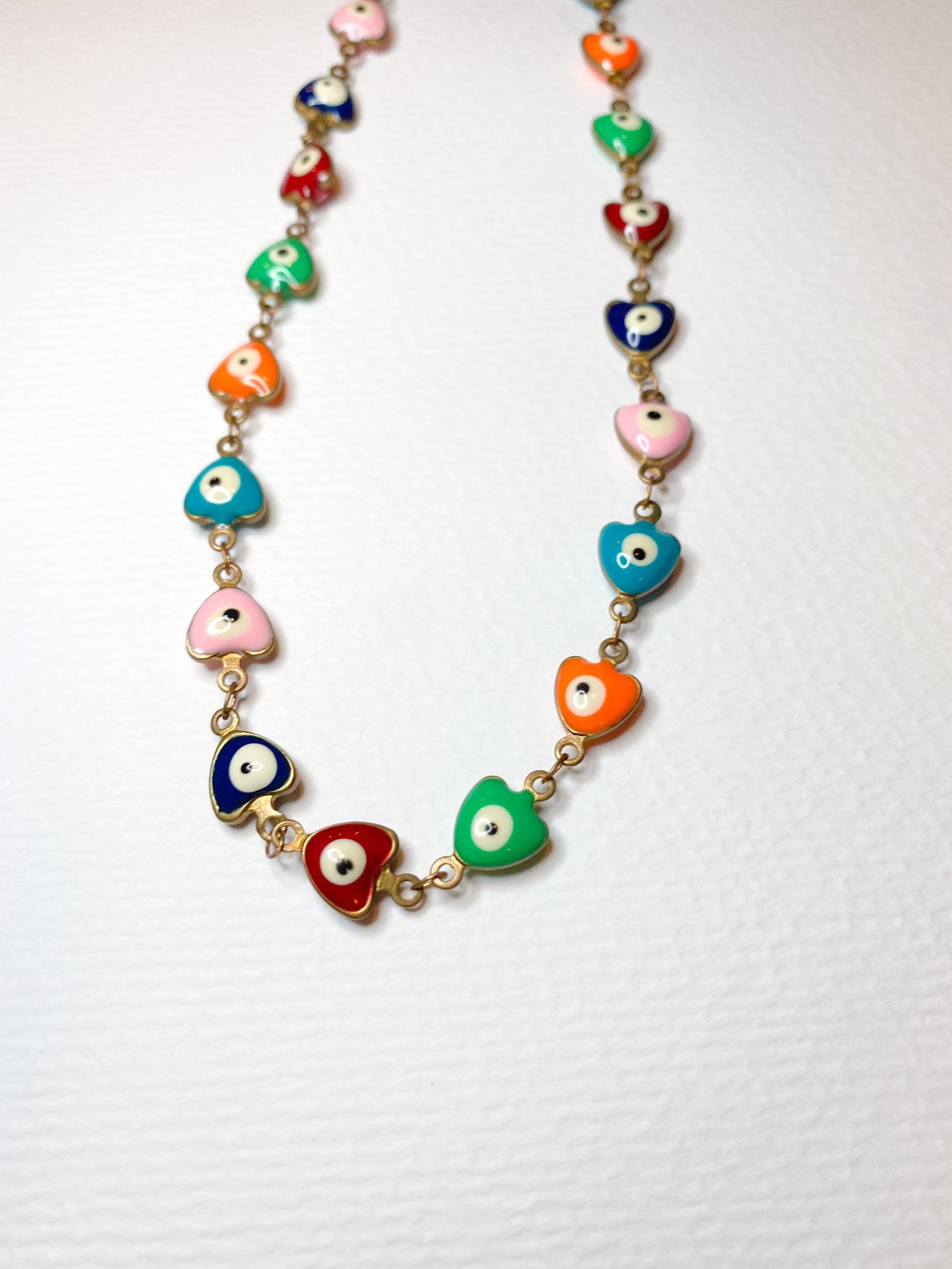 Rainbow Evil Eye Necklace - Etsy