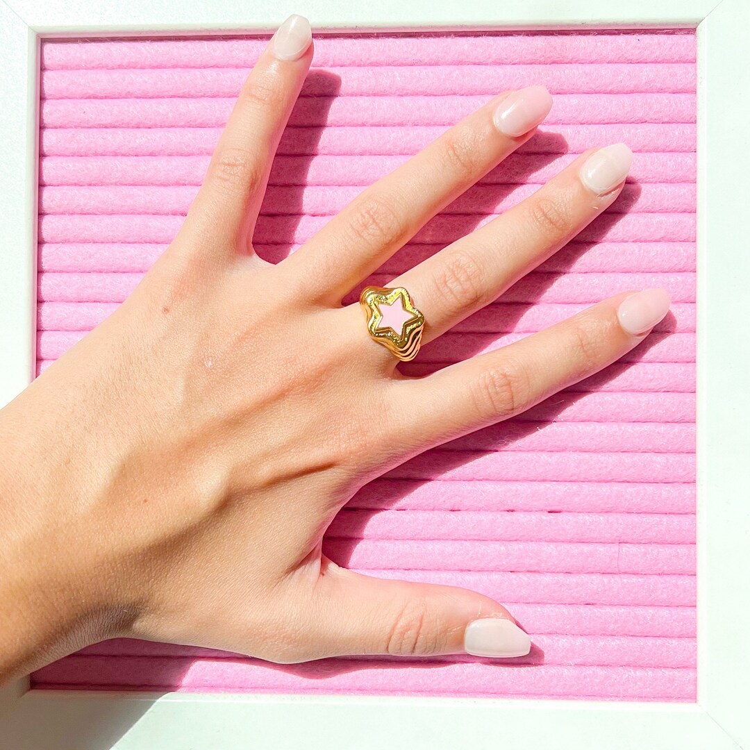 Pink Star Ring - Etsy