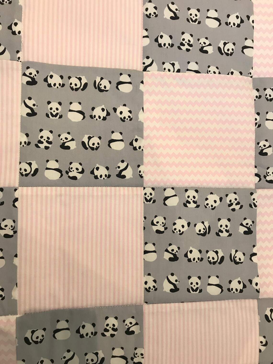 Panda Cot Bed Patchwork Quilt Cushion Bunting Set Baby - Etsy UK