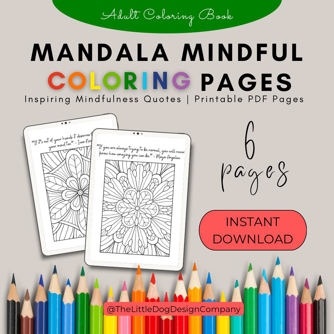 Printable Mandala & Quotes I Adult Coloring Pages Intricate - Etsy