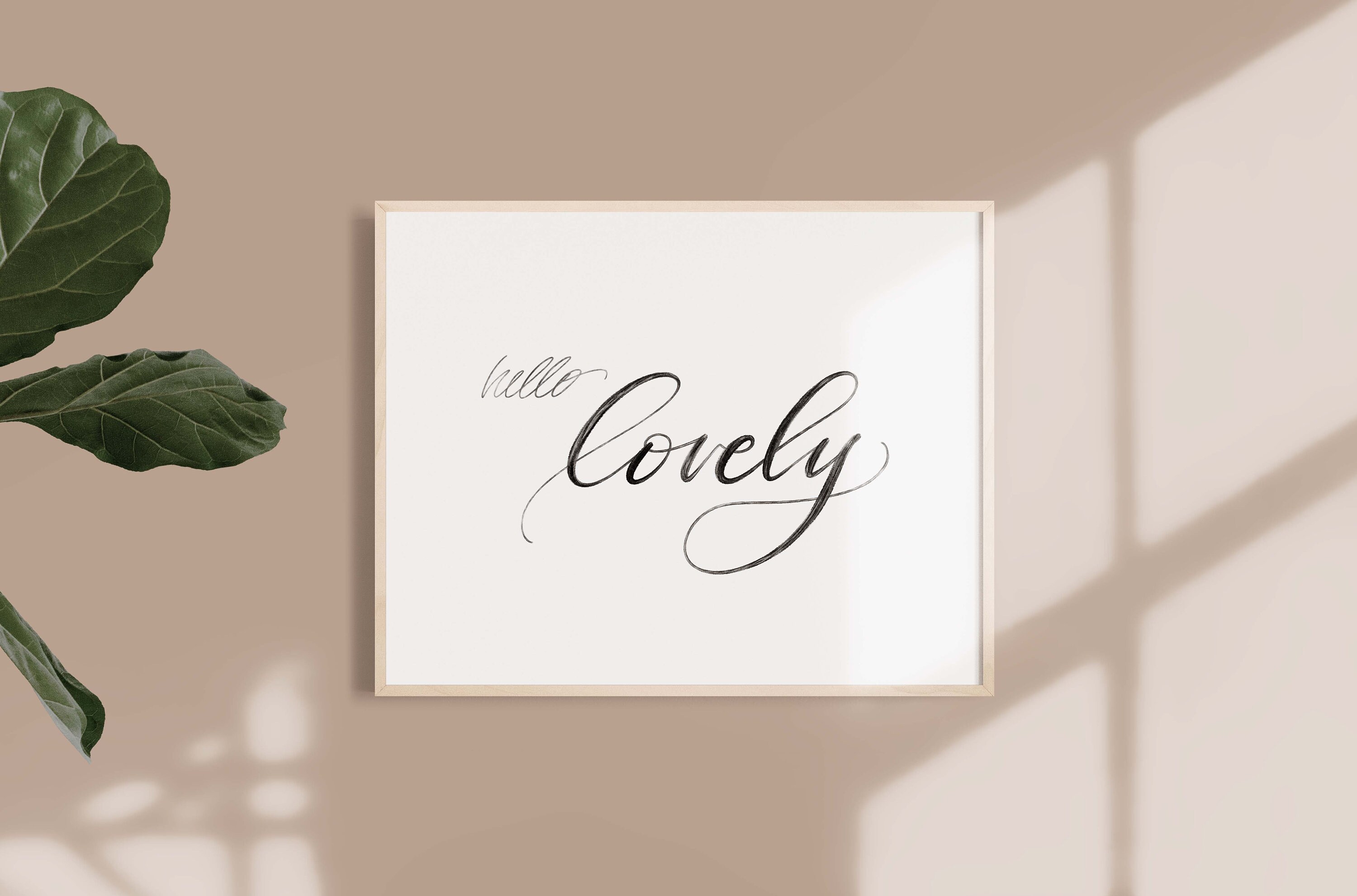 Hello Lovely Neutral Hand Lettered Script Wall Art instant Download ...