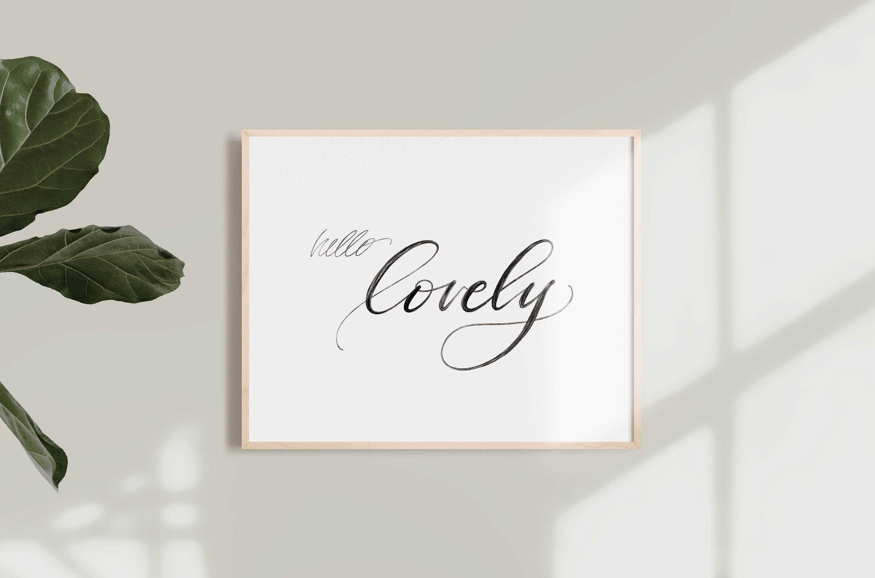 Hello Lovely Neutral Hand Lettered Script Wall Art instant Download ...