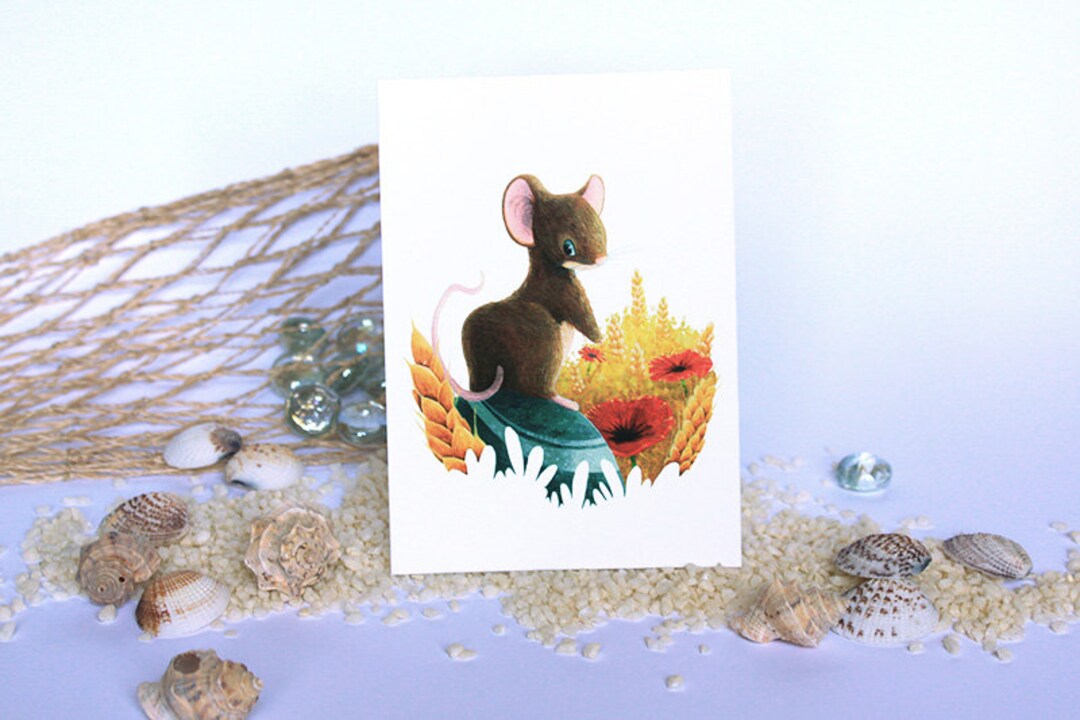 Fields Mouse Postcard - Summer Animals Series - Etsy