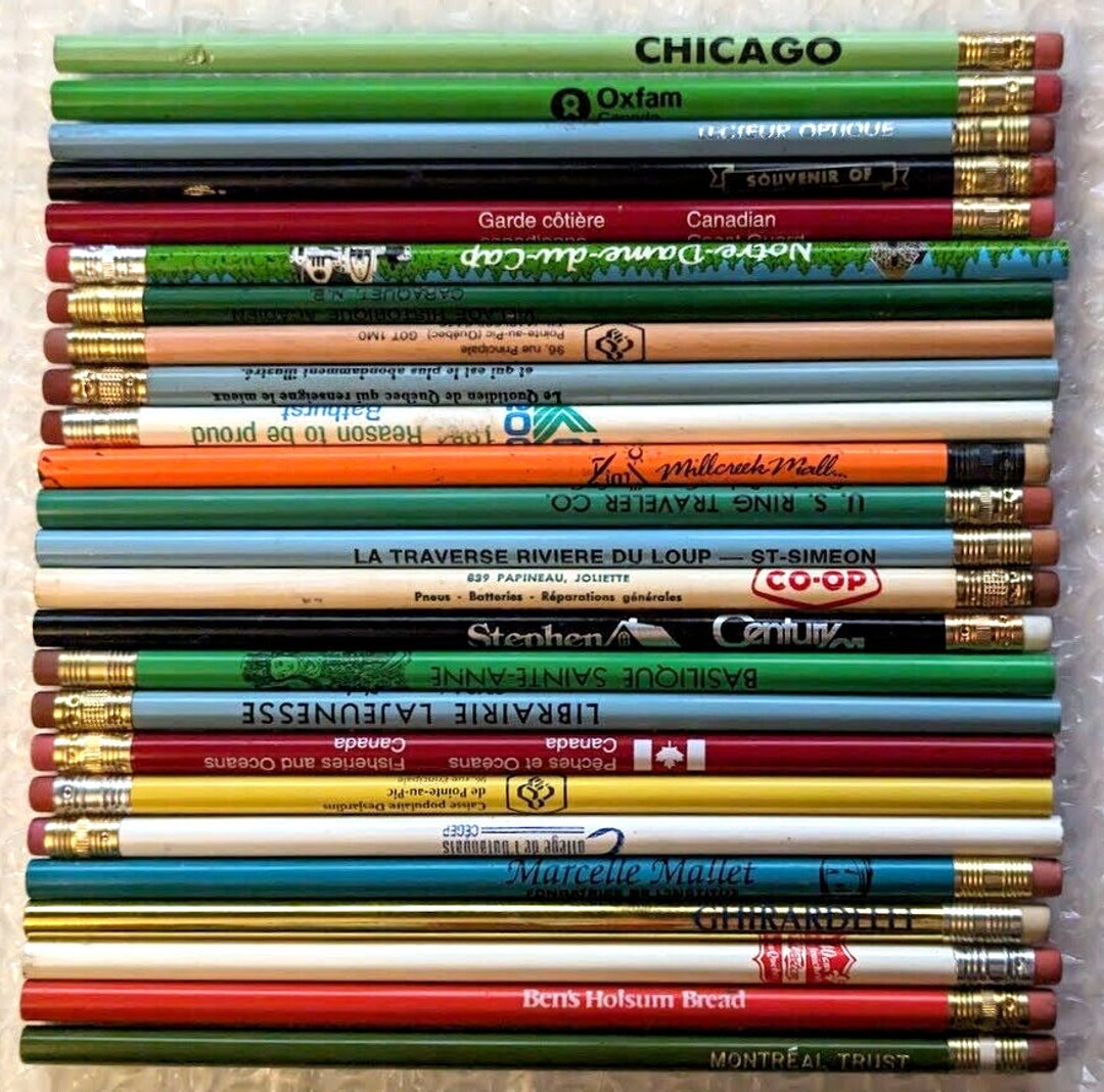 25 Advertising Lead Wood Pencil Unsharpened Lot With a Mix of Vintage ...